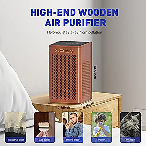 Air Purifiers For Home Large Room Up to 1000 Sq Ft Coverage Wooden Air Purifiers For Bedroom, H13 True Hepa Filter Remove 99.97% of Pet Dander, Wildfire Smoke, Dust, Ultra-Quiet (Walnut)