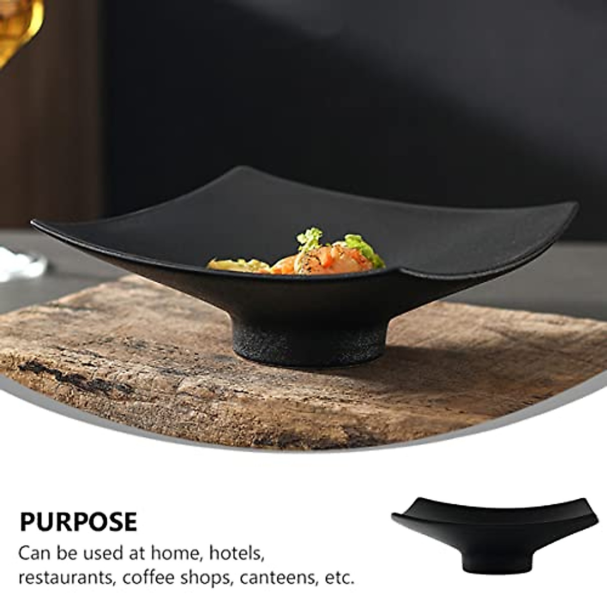 BESTonZON Square Dinner Plates, serving platters serving trays dessert plate Matte Black Serving