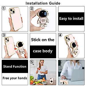 Pepmune Compatible with iPhone 13 Mini Case Cute 3D Astronaut Stand Design Camera Protection Shockproof Soft Back Cover for Apple iPhone 13 Mini Phone Case Pink