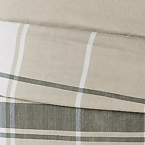 Truly Soft Everyday - King 3 Piece Duvet + Sham Set - Preston Plaid Flannel Collection - Khaki