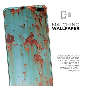 DesignSkinz Teal Painted Rustic Metal Protective Vinyl Decal Wrap Skin Cover Compatible with The Samsung Galaxy S20 (Screen Trim & Back Glass Skin)