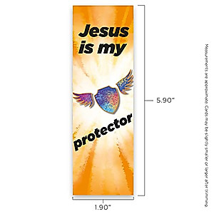Jesus is My Protector, Psalm 18:2, Bulk Pack of 25 Christian Bookmarks for Kids, Childrens Bible Verse Book Markers, Sunday School Prizes with Memory Verses, Scripture Gifts for Kids & Youth