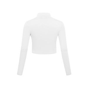 Kindcall Lightweight Mock Turtleneck Crop Tops Long Sleeve Casual Base Layer for Women or Teen Girls (White, Large)
