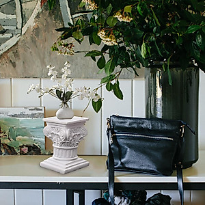 soarflight Roman Pillar Greek Column Resin Statue Figurine Base Pedestal Stand Birthday Party Wedding Table Sand Game Decor Supplies Great for Home Garden Classy, White, Square Small