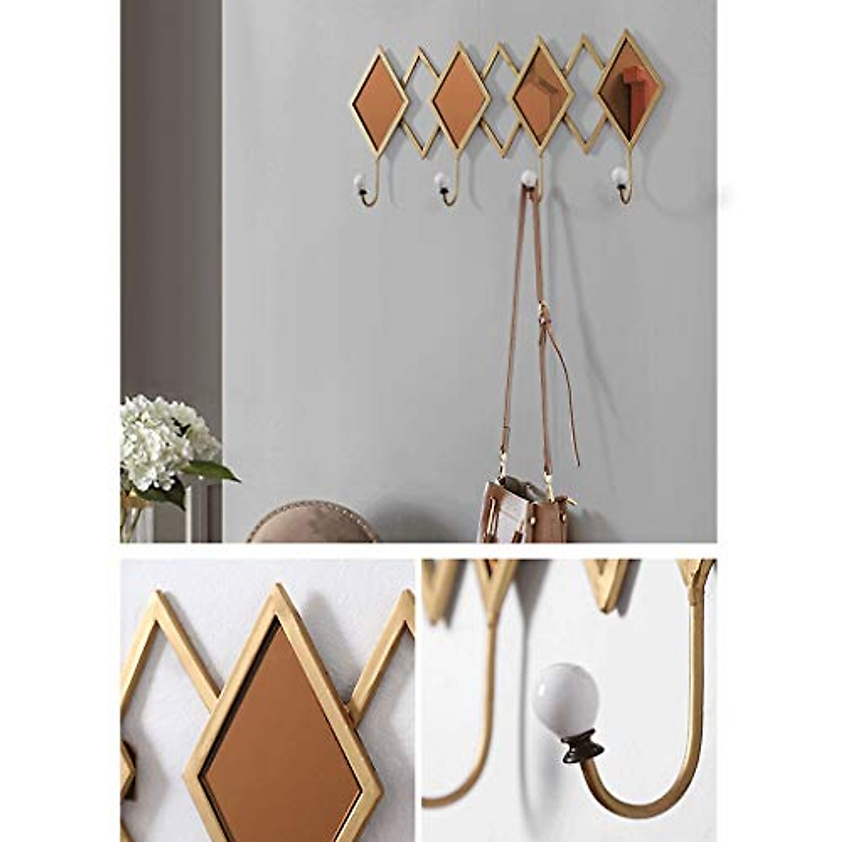 RAZZUM Classic Modern Coat Hooks Wrought Iron Coat Hook Wall Hanging Hook Entrance Key Frame Decorative Coat Hook Free Punching Rack for Coat Coat Handbag Key Coat Hooks Wall Mounted