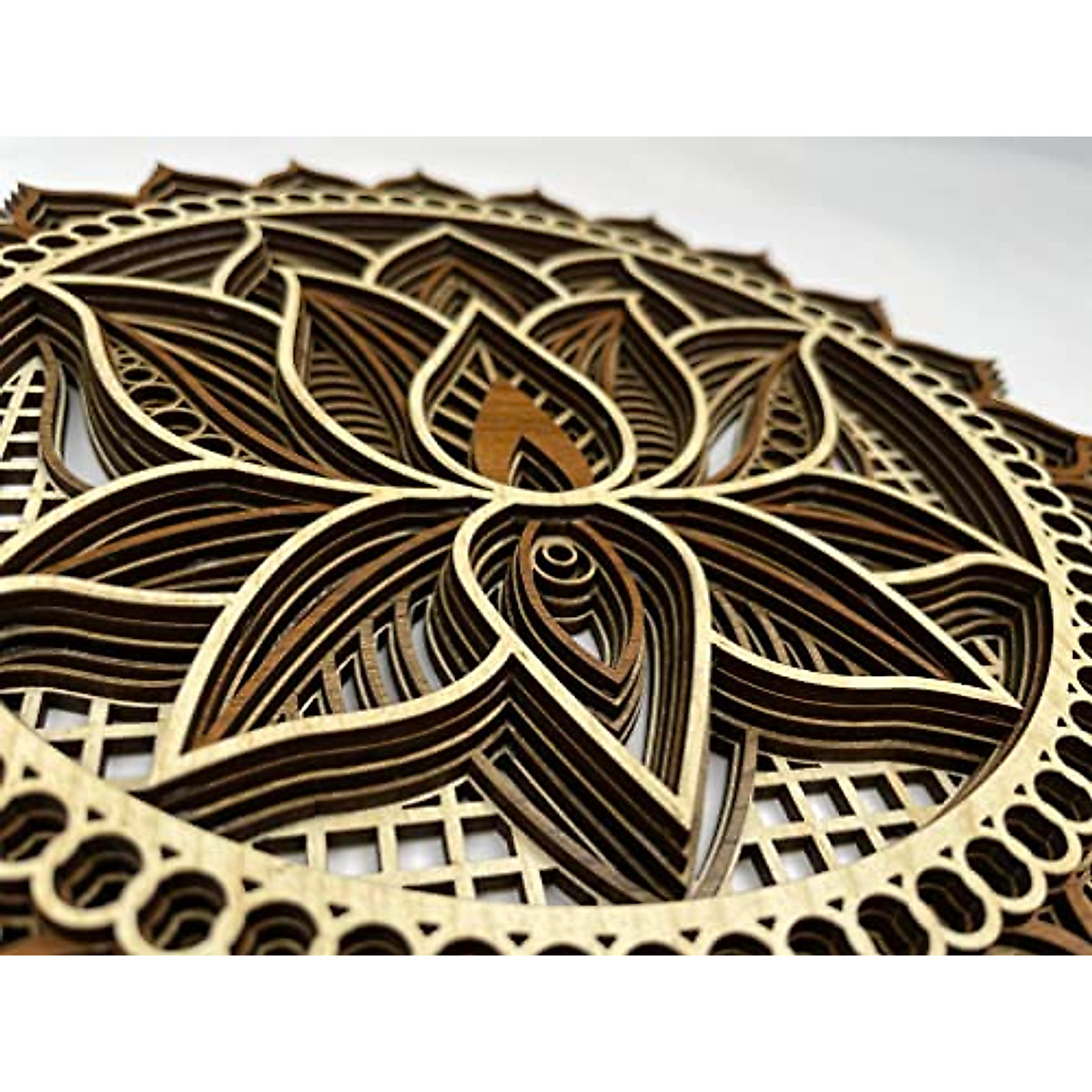 Mandala Wall Art, Mandala Wood Wall Art Decor, Lotus Flower Wall Decoration, Layered Mandala (Small)