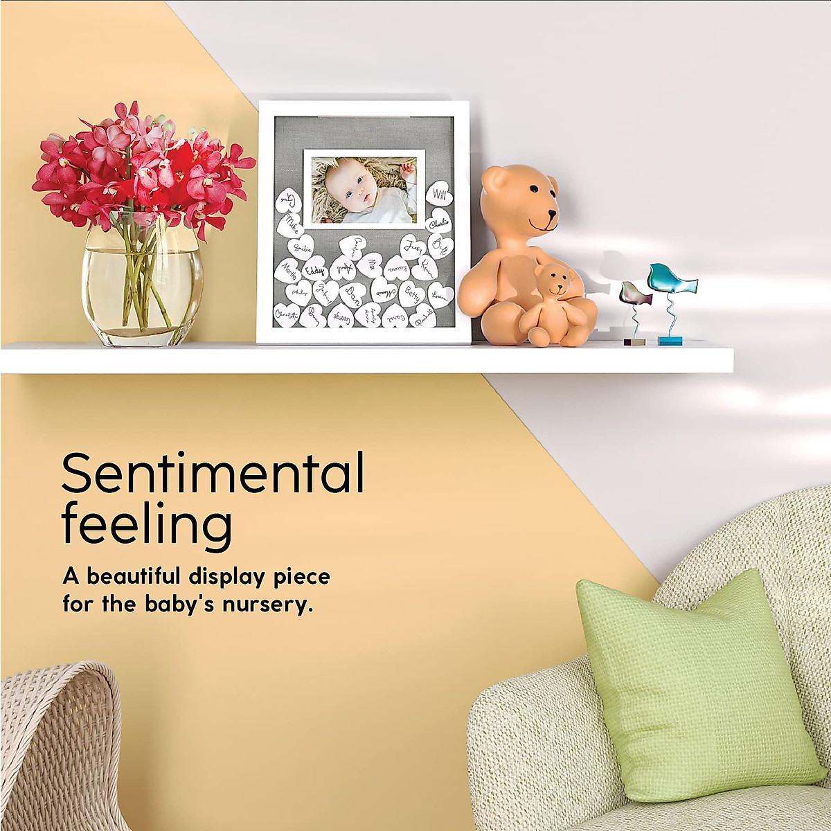 GLM Premium Baby Shower Guest Book with Welcome Sign & 50 Hearts - Perfect Keepsake Memory Book for Boy & Girl Baby Shower Decorations, Alternative to Traditional Guest Books!