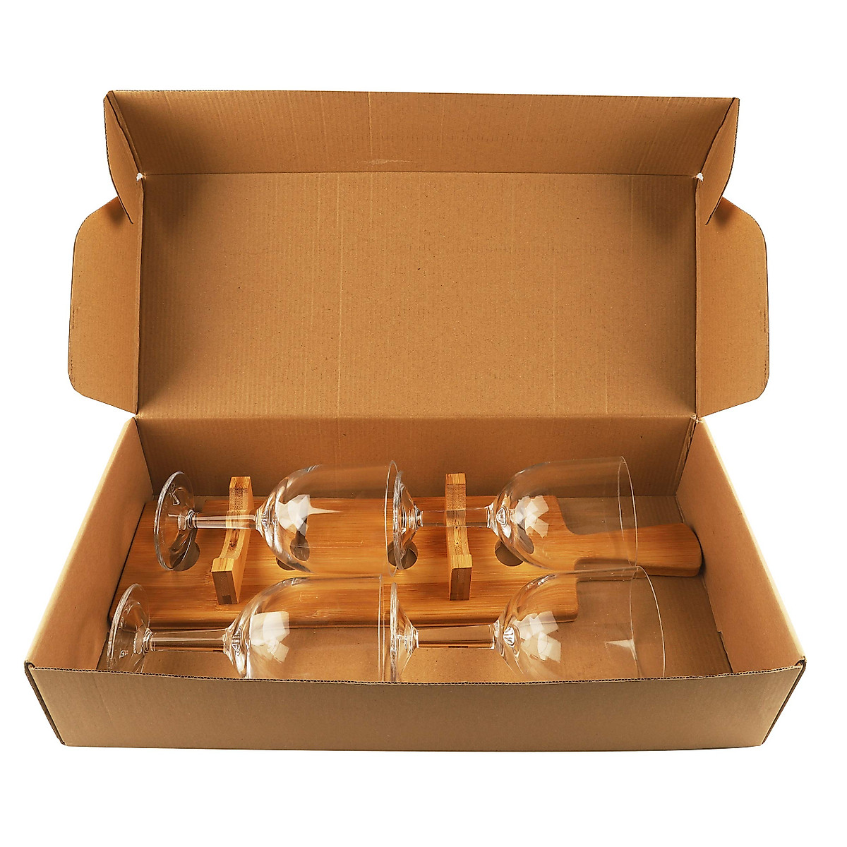 Steven Patrick Wine Tasting Kit – 4 Acrylic Wine Glasses and Wooden Serving Paddle – this Wine Flight Tasting Set is ideal for a Wine Party or Paddle Board Wine Tasting