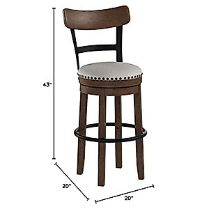 Signature Design by Ashley Valebeck 30" Farmhouse Pub Height Barstool, Brown
