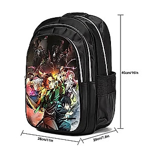 FANGKAI Anime Backpack Demon Slayer Cute Backpack Durable Lightweight Bookbag with Lunch Box & Pencil Case Combo Set
