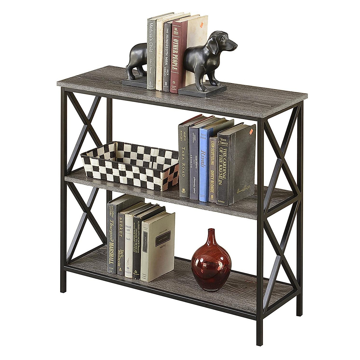 Convenience Concepts Tucson 3 Tier Bookcase, Weathered Gray