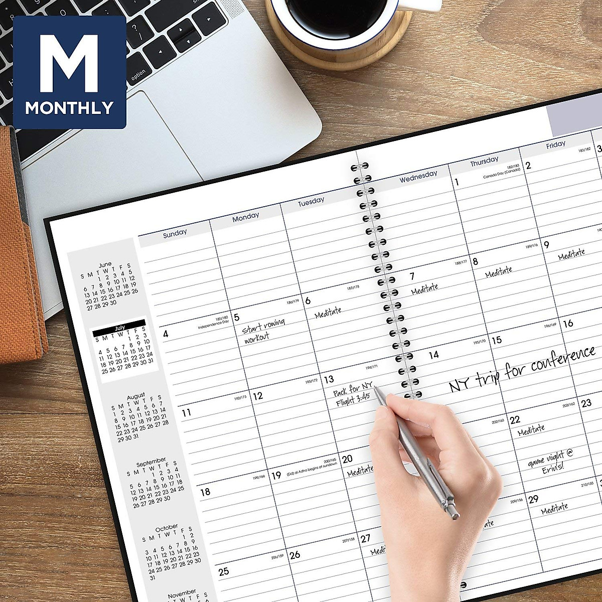 AT-A-GLANCE Academic Planner 2021-2022, AT-A-GLANCE Monthly Planner, 8" x 12", Large, for School, Teacher, Student, DayMinder, Black (AY200)