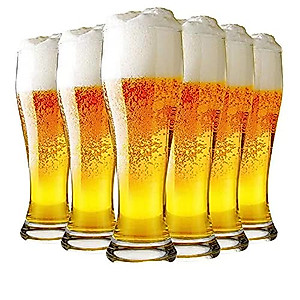 Ecentaur Pilsner Beer Glasses Steins Pint Glass Beer Mug for Drinking Classics Beer Cup Tumblers Pub Drinkware Bar Glassware Set of 6