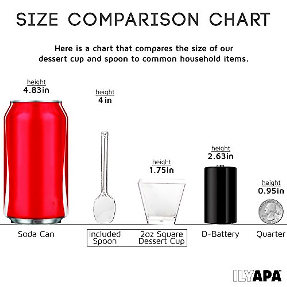 Ilyapa 100 x 2oz Mini Plastic Dessert Cups with Spoons - Dessert Shooter Plastic Glasses, Elegant Mini Appetizer Cups for Chocolate & Cheesecake, Mini Tumbler Square Cup, Puddings, Mousse, Parfaits