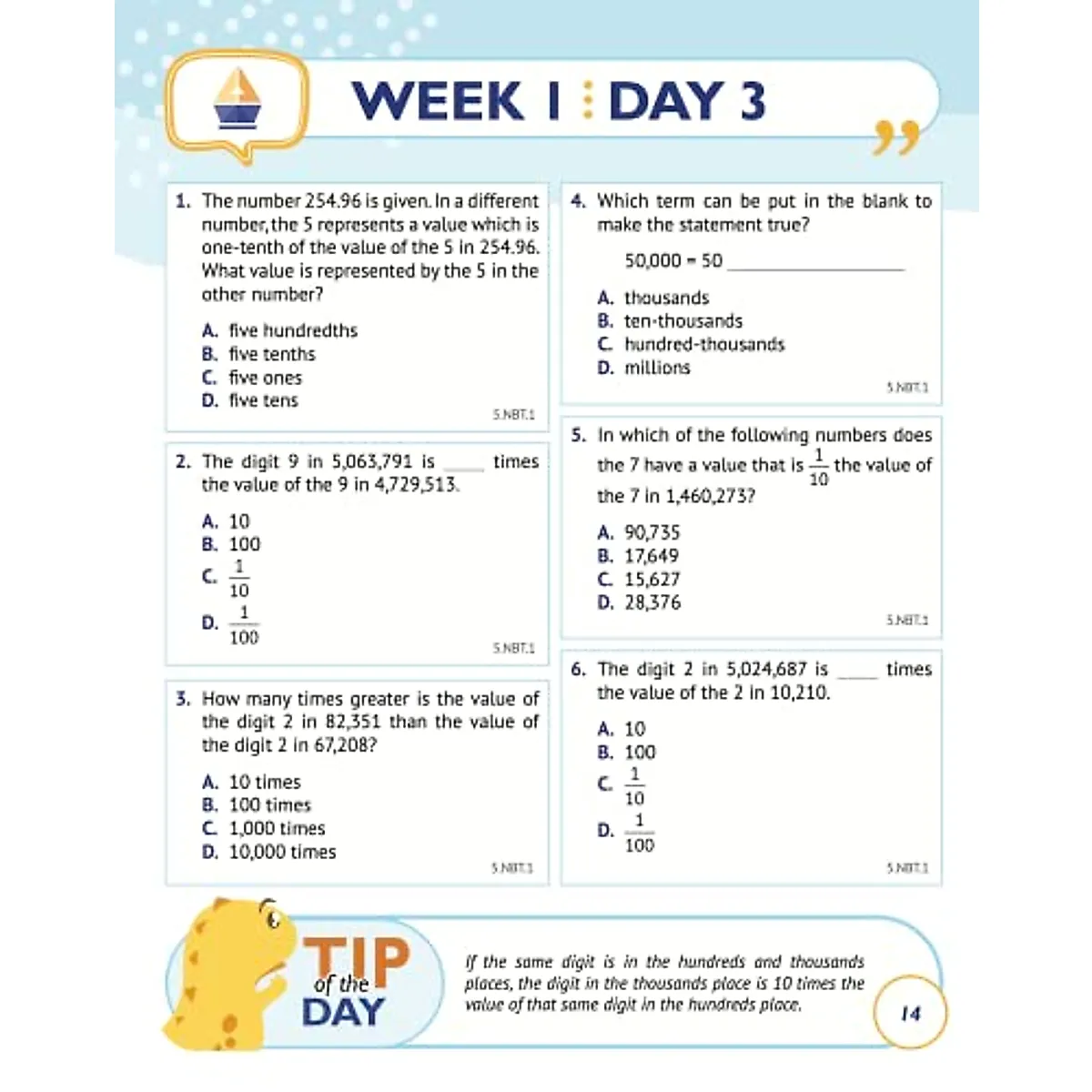 5th Grade Common Core Math: Daily Practice Workbook - Part I: Multiple Choice | 1000+ Practice Questions and Video Explanations | Argo Brothers (Next Generation Learning Standards Aligned (NGSS))