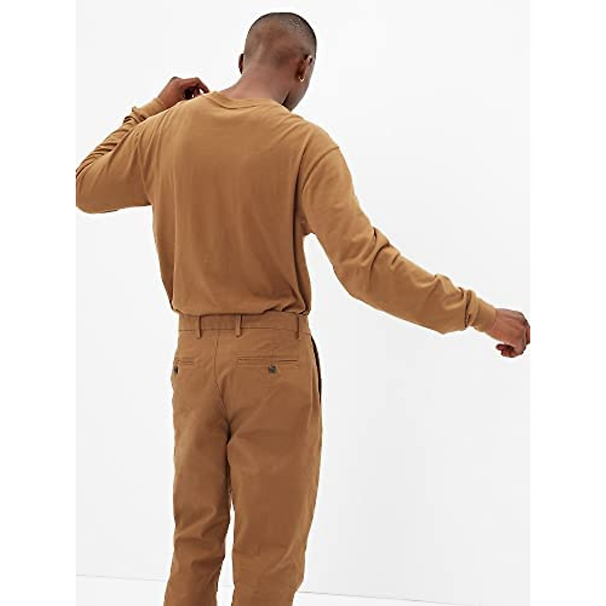 GAP Mens Relaxed Fit Long Sleeve Logo T-Shirt Bright Brown