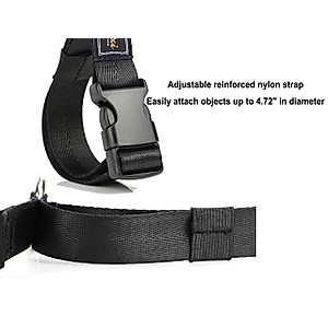 PACMAXI Round Strong Handy Hooks Clips Organizer Hanger for Walker, Rollator, Crutches, Wheelchair, Shopping Cart, 2 Pack (Black)