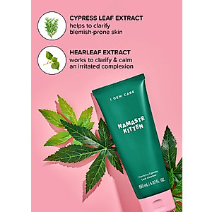 I DEW CARE Acne Facial Foam Cleanser - Namaste Kitten | Clarifying Heartleaf, Makeup Cleansing, Korean Skincare, Vegan, Cruelty-free, Paraben-free