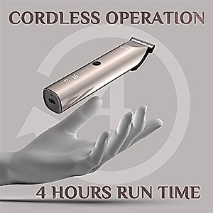 Memorism Blizz CS7 Men’s Cordless Hair Clipper for Home and Barbershop - with T-Blade Clipper and Stainless Steel/Ceramic Blade, 4 Adjustable Length Guards, Waterproof, LED Display (Rose Gold)