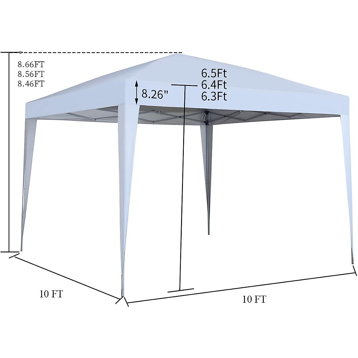 10 x 10 ft Pop-Up Canopy Tent Gazebo for Beach Tailgating Party White