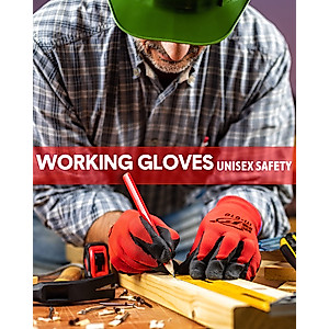 Honeydak 36 Pairs Gardening Gloves for Men Women Breathable Rubber Coated Garden Gloves(Red, Black)