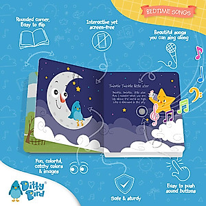 DITTY BIRD Musical Books for Toddlers | Bedtime Sound Book | Twinkle Twinkle Little Star Nursery Rhyme Toys | Interactive Toddler Books for 1 Year Old to 3 Year Olds | Sturdy Sing Along Talking Book