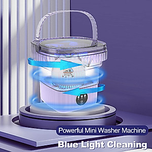 Portable Washing Machine Mini Foldable Machine, Small Laundry with Spin-Dry for Apartment Camping, RV, Travel, Socks, Baby clothes, Underwear(Purple)