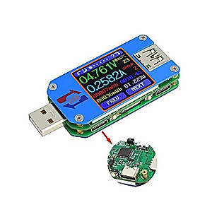 USB Tester UM25C USB Meter Tester,Voltage Current Bluetooth Battery Power Charger Voltmeter Ammeter Multimeter Tester, 1.44 Inch Color LCD Display USB 2.0 Type- C Cable Resistance Load Impedance Mete