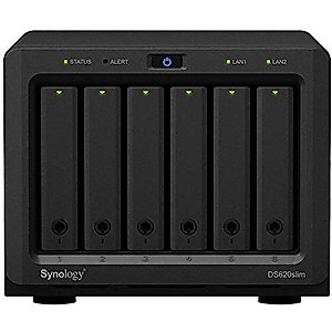 Synology DiskStation DS620slim iSCSI NAS Server with Intel Celeron Up to 2.5GHz CPU, 6GB Memory, 6TB (6 x 1TB) SSD Storage, DSM Operating System