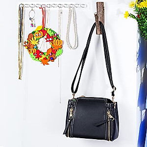 4 Pcs Vintage Wood Hooks, Self Adhesive Wall Hooks Natural Wall Mount Decorative for Home Bathroom Office, Coat Hooks, Key Bag Holders, 2cm-3cm