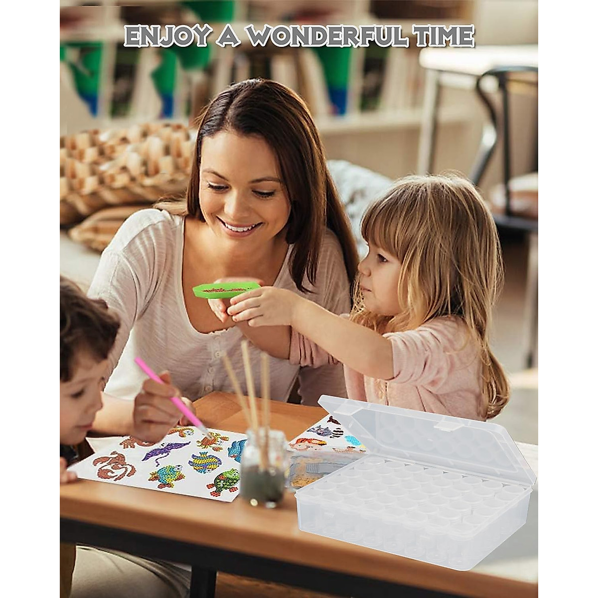 Embroidery Diamond Painting Storage Container, 49 PCS Mini Clear Beads Organizer Boxes and Portable Plastic Container Jars with Screw Lids for Diamond Art, Nail Accessories, and Seeds