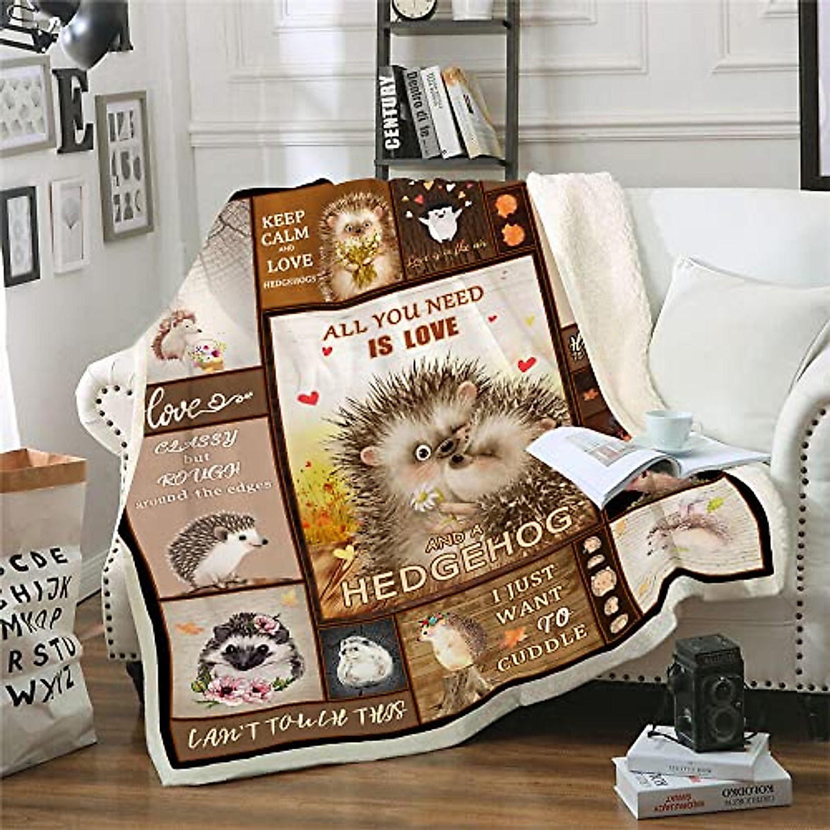 CYREKUD Hedgehog Gifts for Women Blanket,Hedgehog Blanket Hedgehog Gifts for Hedgehog Lovers Throw Blanket,Hedgehog Blanket for Adults,Hedgehog Blanket for Bedroom Sofa Couch Christmas Decor 50"x 60"