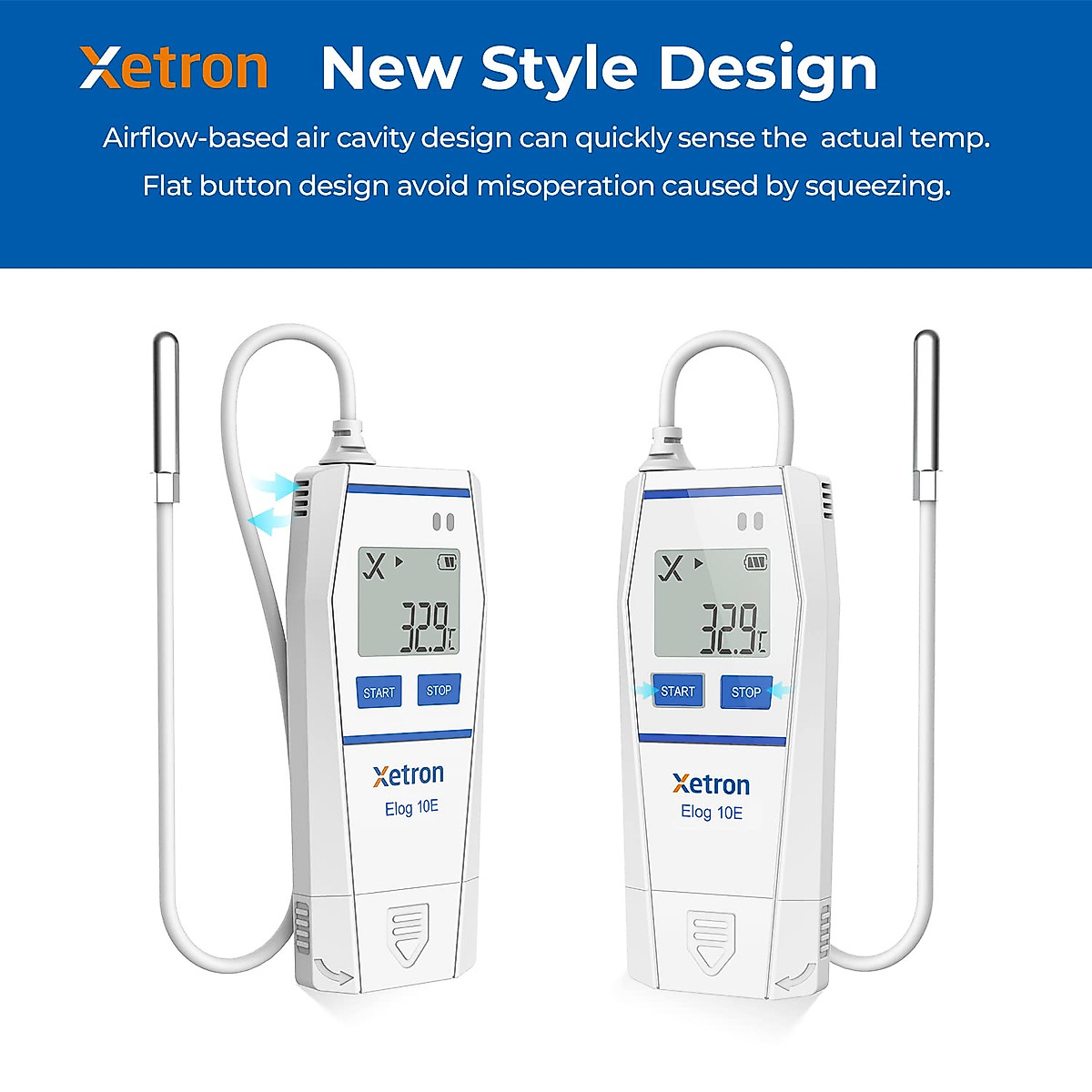 Xetron Multi-Use Temperature Data Logger with Probe,32000 Points Reusable Recorder for Cold Chain,PDF Report,Certificate Refrigerator Temperature Monitor, Elog10E (1 Pack）Upgrade RC-5