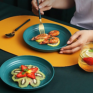 Vokop 8 Pack Wheat Straw Dinner Plates,Unbreakable Reusable Deep Plate Set-Dishwasher & Microwave Safe,Perfect for Dinner Dishes,Healthy for Kids Children & Adult-Round, 4pcs 10in & 4pcs 8in