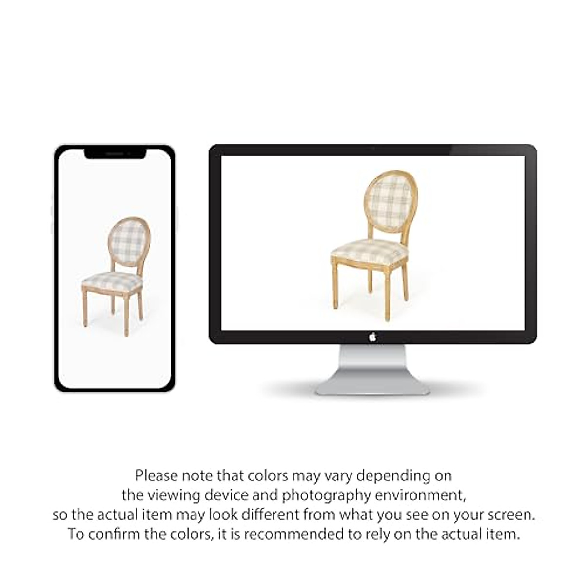 Christopher Knight Home Phinnaeus Dining Chair Set, Set of 4, Wood, Gray Plaid + Light Beige + Natural