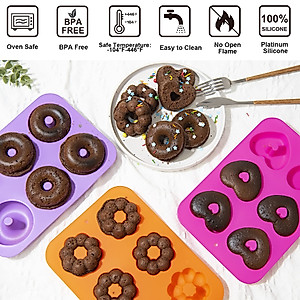 Anxbbo 3 Pack Silicone Donut Pan, Just Pop Out, Non-Stick Doughnuts Baking Pans for Donuts, Muffin, Cake Biscuit Bagels, Just Pop Out - Oven & Dishwasher Safe