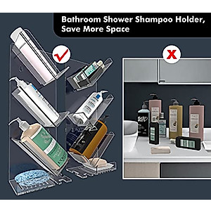 Kamehame 2 Pack Acrylic Shower Shelves, Shower Shampoo Holder, Bathroom Organizer Shower Caddy
