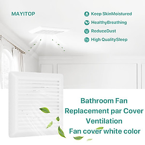 MAYITOP C350GN Bathroom Vent Cover With Springs Replacement Bathroom Ceiling Fan Grille Cover For Broan-NuTone C350GN Grille for NuTone 695 and 696N Ventilation Fan (White) 8.75" x 9.125"
