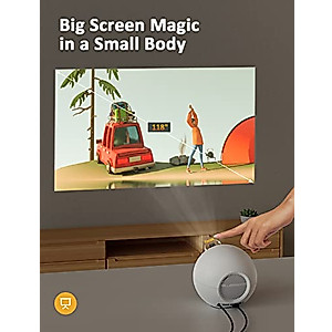 NexiGo Mini Portable Projector, for Cartoon, Kids Gift, 80 ANSI Lumen, Movie Projector, Native 720P Compatible with Full HD 1080P, up to 4K, HDMI, USB Interfaces (Pearl)