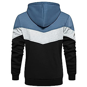DUOFIER Men's Active Sweatshirt Top Kangaroo Pocket Hoodie Basic Designed, Denim Blue-XXL