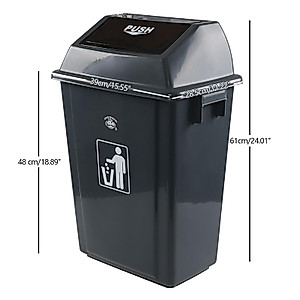 Readsky 13 Gallon Plastic Kitchen Trash Can with Swing Lid, Gray, 4 Packs