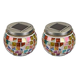 OSALADI Outdoor Decor Solar Lights Outdoor 2 pcs Garden Lamp LED Mosaic Glass Solar Light Decorative Lights for Home Garden Party Outdoor Courtyard Lawn Gift Outdoor Decor Solar Lights Outdoor