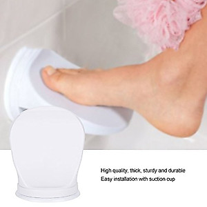 Shower Foot Rest, Plastic Bathroom Foot Rest Shower Shaving Leg Aid Foot Rest Suction Cup Step Pedicure Foot Rest for Home Hotel Bathroom Use, Foot Stand for Shower, White