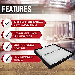 Cabin Air Filter Retrofit Kit - Compatible with Chevy, Cadillac and GMC Vehicles - Silverado, Sierra, Yukon, Tahoe, Suburban, Avalanche, Escalade - Replaces 259-200, 22759203, 103948, 22759208