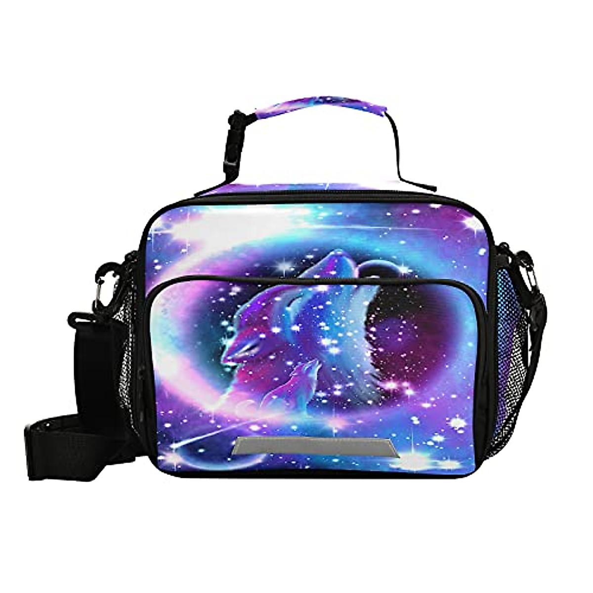 Kcldeci Wolf Galaxy Insulated Lunch Bag for Women/Men Galaxy Wolf Reusable Lunch Box for Office Work School Picnic Beach - Leakproof Cooler Tote Bag Freezable Lunch Bag