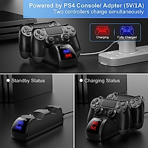 PS4 Controller Charger Dock Station,Puning PS4 Charger Station with USB Charging Cable,Dock Station Compatibility with Playstation 4/PS4 Slim/PS4 Pro Controller