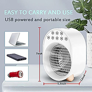 FAZHENWJ Portable Air Cooler Fan, Personal Air Cooler, 3000mAH Battery Powered Mini Air Cooler/Humidifier, Mini Humidifier Misting Fan, 3 Wind Speeds, USB Charging (White)