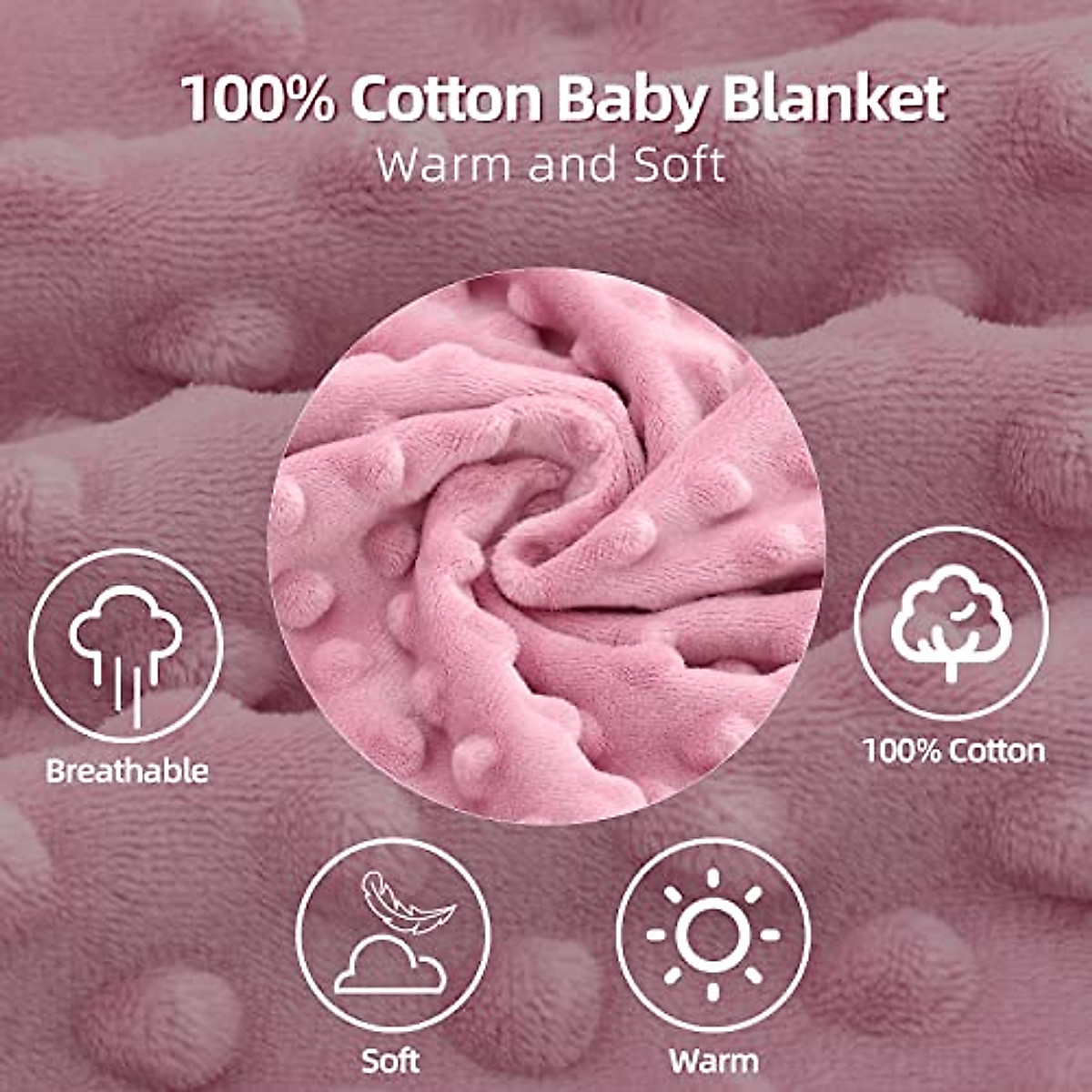 Minky Baby Blanket for Girls Large Size 43" x 60" Baby Minky Blanket Fleece Plush Baby Blanket Super Soft Double Layer Minky Dot Baby Blanket (Pink Gray