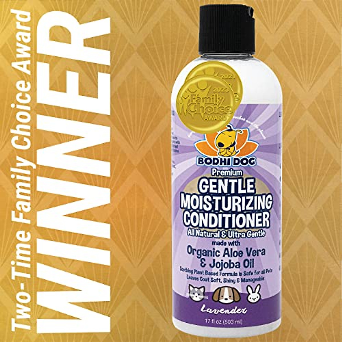 Premium Natural Moisturizing Dog Conditioner | Conditioning for Dogs, Cats and More | Soothing Aloe Vera & Jojoba Oil | 1 Bottle 17oz (503ml) (Lavender)