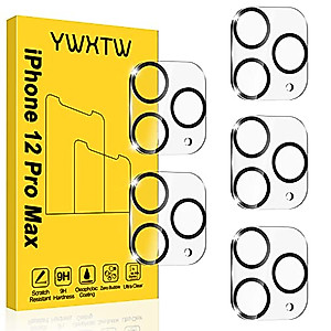 YWXTW [5 Pack Camera Lens Protector Compatible with iPhone 12 Pro Max 6.7" Tempered Glass, [Night Shooting Mode] Case Friendly, High Definition